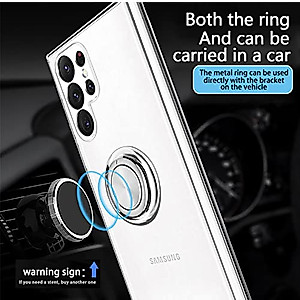 Guuboly Crystal Clear Samsung Galaxy S23 Ultra Case with Ring Holder Kickstand Not Yellowing Slim Thin Transparent Shockproof Protective Bumper Soft TPU Cover for Galaxy S23 Ultra Clear