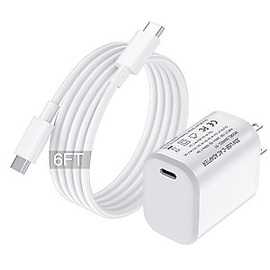30W USB C Charger Block Fast Charging For Google Pixel 8 7 6 5 8 7a 6a 5a Pro Iphone 15/15 Pro/15 Pro Max,Samsung Galaxy S23/S22/S21 Note 20 30W PD Power Adapter Wall Charger Box+6ft Type C to C Cable