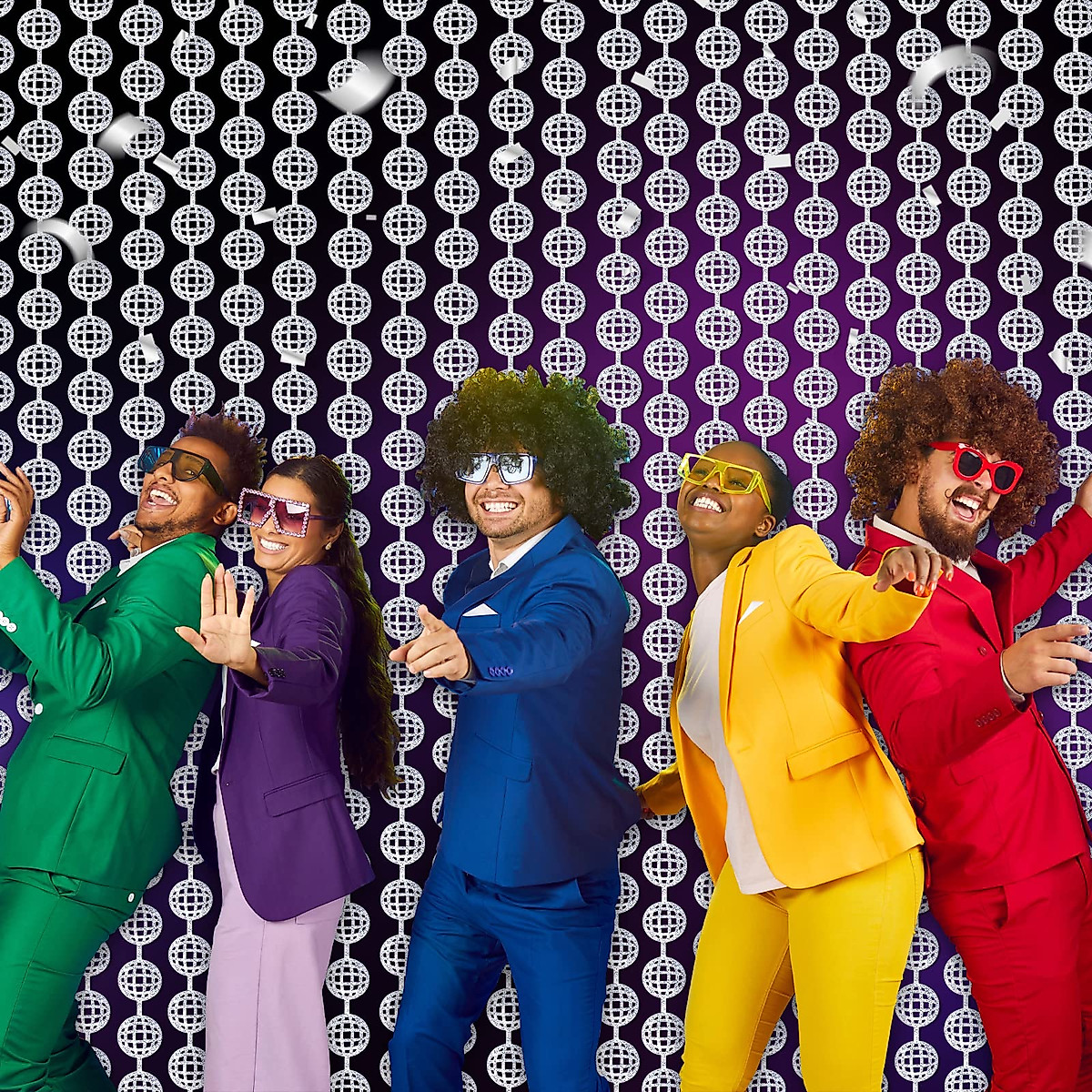 MENSTARSI Disco Party Decorations, 4 Pack Disco Ball Photo Booth Props,3.3x6.6 ft Silver Foil Fringe Curtains Photo Backdrop for The 70s & 80s Last Disco Bachelorette, Decades, Taylor Party Decor