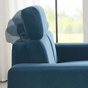 FIQHOME 2-Seater Sectional Sofa Couch with Multi-Angle Adjustable Headrest, Spacious and Comfortable Velvet Loveseat for Living Room,Studios, Salon(Blue)