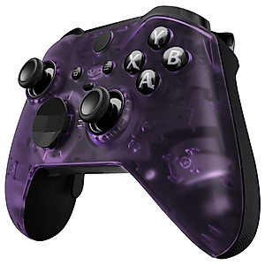 eXtremeRate Clear Atomic Purple Replacement Faceplate Cover for Xbox One Elite Controller Series 2 (Model 1797), Custom Front Housing Shell Case & Accent Rings for Xbox Elite Series 2 Core Controller