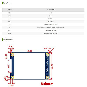 Coolwell Waveshare 1.54 Inch E-Ink Display HAT Epaper Display 200x200 SPI Interface Black White Red Color E-Paper Screen for Raspberry Pi 4B+ 4B 3B+ 3B 2B+ Zero W WH 2 W Jetson Nano