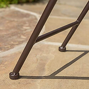 Christopher Knight Home Silvester Outdoor Stone Side Table with Iron Frame, Beige / Black
