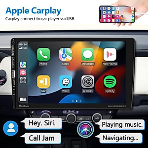 Single Din Car Stereo Apple Carplay Android Auto, Hodozzy 1 Din 9 Inch Touchscreen Bluetooth Car Radio Support iOS/Android Mirror Link, Backup Camera, DVR, USB, AUX, FM Radio Receivers Microphone