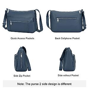 Over Earth Crossbody Bags for Women Genuine Leather Purses and Handbags Ladies Shoulder Bag Message Bag(O155E Indigo Blue)