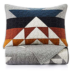 PENDLETON 29270 Explorer Twin-Twin XL Quilt Set Soft Cotton Bed Cover Rustic Machine Washable Bedspread Luxury Coverlet Set Cozy Lightweight Quilt and Pillow Shams Set, Twin, Grey