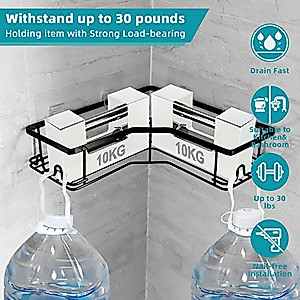 ZWMBYN Corner Shower Caddy, 2 Pack Shower Organizer Corner Shower Shelf with Hooks and Soap Dish, Adhesive No Drilling Shower Storage Rack Rustproof Shower Shelves for Bathroom Storage, Black