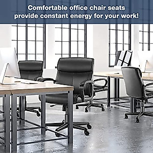 Home Office Chair - Mid Back Executive Task Chair Adjustable Computer Desk Chair with Lumbar Support, Padded Armrest, Swivel Rolling, Wheels, Comfy Cushion Seat for Work, Study