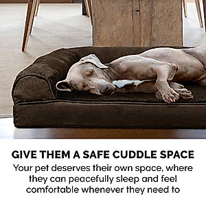 Furhaven Orthopedic Dog Bed for Large/Medium Dogs w/ Removable Bolsters & Washable Cover, For Dogs Up to 55 lbs - Plush & Suede Sofa - Espresso, Large
