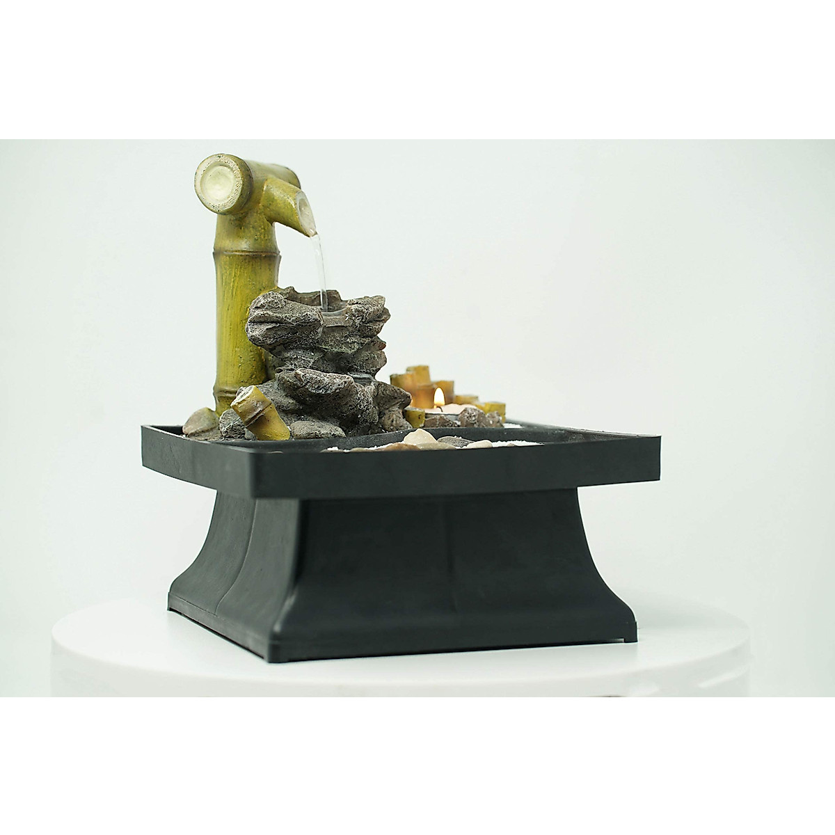 SPH Zen Garden Bamboo Water Fountain for Home/Indoor/Desk/Office/Relaxing with Candle and Sandbox/Water Fountain for Peace and Meditation