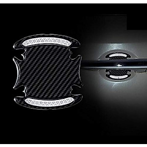 TRUE LINE Automotive Carbon Fiber Inner Door Handle Scratch Protector Reflective Warning Marker Trim Molding 4PC (Red)