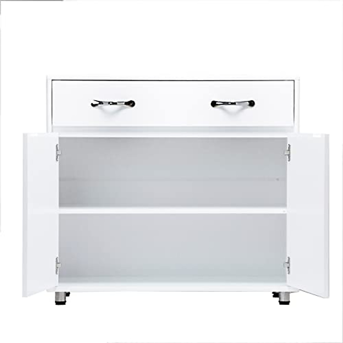 Recaceik Kitchen Buffet Storage Cabinet, Sideboard Cabinet with 2 Doors & 1 Large Drawers Modern Simple Wood Buffets & Sideboards for Dining Room Kitchen Entryway Console Side Tables (White)