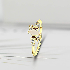 YAZILIND Statement Wedding Ring Gold Plated Half Moon Cubic Zirconia Engagement Jewelry Gift Size 9