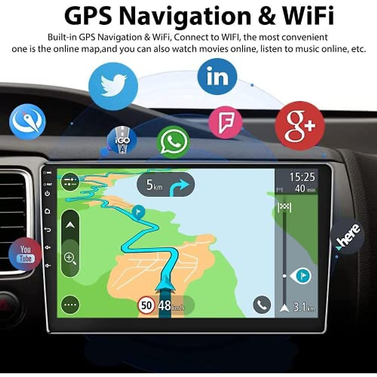 (2G+16G)BAJKQKAI Android 11 Car Stereo Double Din 10.1 Inch Touch Screen Car Radio in Dash GPS Navigation Bluetooth FM Radio with Dual USB WiFi Mirror Link for iOS/Android Phones +12 LED Backup Camera