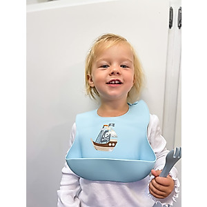 Beanie Kate Silicone Feeding Bib,Durable Pocket Adjustable Strap BPA Free Silicone Waterproof Easy Cleanup Comfortable for Babies & Toddlers (Rainbow),6 month2 years