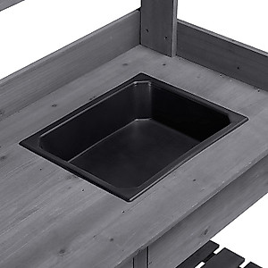 Yaheetech Outdoor Potting Bench Table Potters Benches Garden Workstation for Horticulture with Drawer/Adjustable Shelf Rack/Removable Sink/Hooks/Pads, Gray