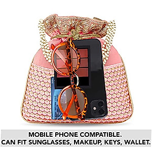 Aheli Potli Bags for Women Evening Bag Clutch Ethnic Bride Purse with Drawstring(P05PK)