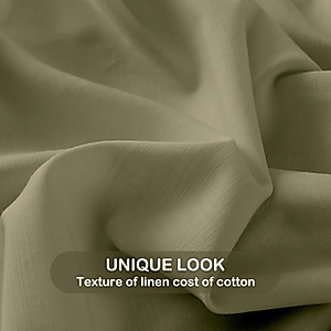 Olive Green Linen-Textured Bed Sheets Set, Bamboo Rayon , Cotton , Linen Blend Bed Sheets Full Size, Soft Cool & Breathable for Hot Sleepers,Durable Natural Organic Bed 15'' Deep Pocket - 4 Piece