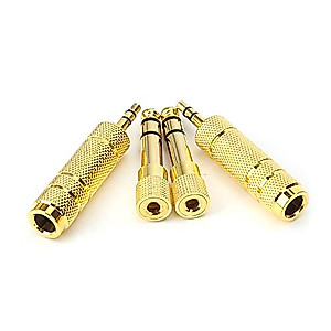 SiYear 3.5mm 1/8 inch TRS Plug to 6.35mm 1/4 inch Jack and 3.5mm Female to 6.35 Male Plug Gold Plated Set Audio Stereo Adapter Converter for Headphone, Microphone (4 -Pack)