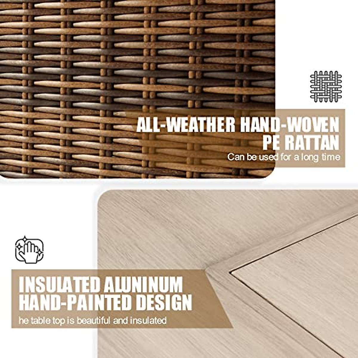 GYUTEI 50 in Propane Fire Pit Table,Rattan Fire Pit Table with Glass Wind Guard,50,000 BTU Gas Firepits for Outside ,CSA Certification and Aluminum Tabletop for Garden Patio Lawn(Brown)