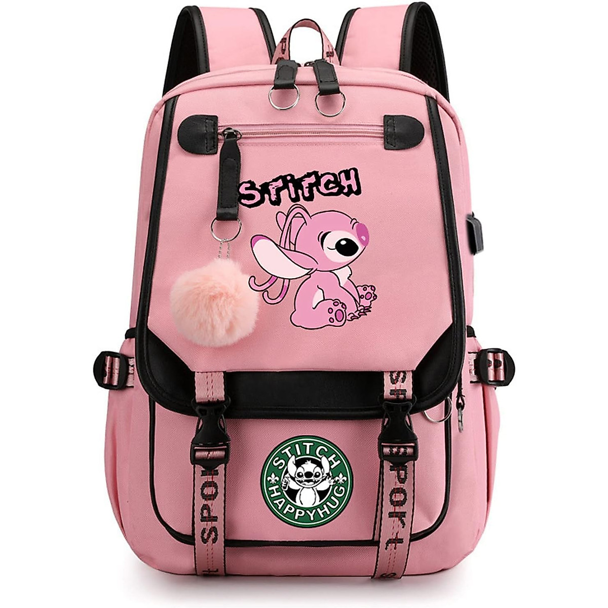 WZCSLM 15.6 Inch Stylish Computer Backpack Teens Bag College School Casual Daypack With USB Port Business (pink)