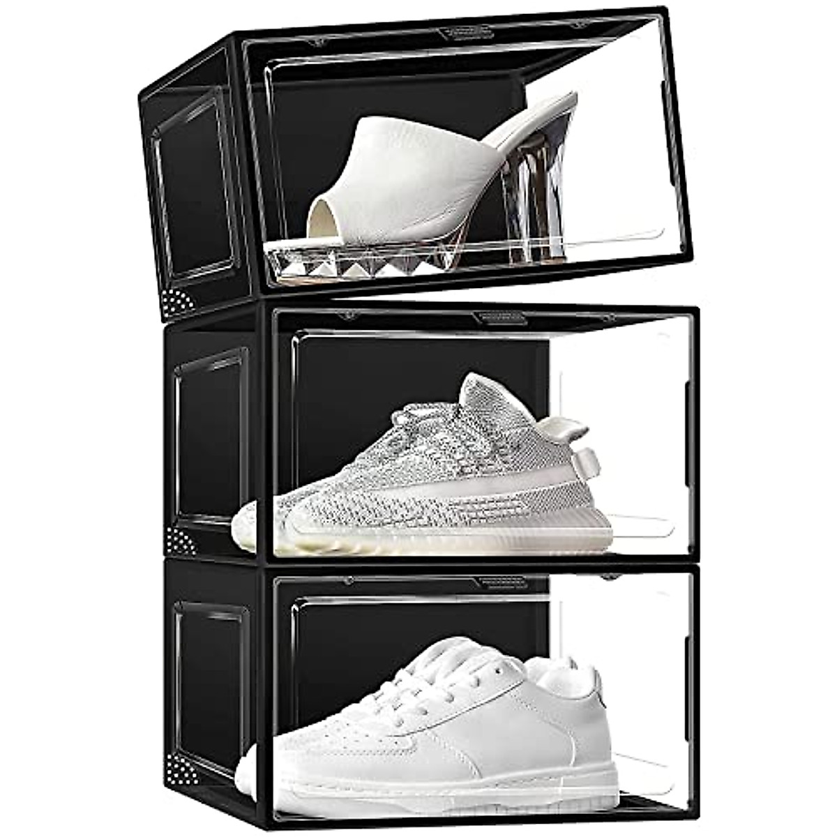 mupera X-Large Shoe Boxes Clear Plastic Stackable Shoe Storage Box with Clear Door for Closet, Plastic Shoe Boxes with Lids, Drop Front Shoe Box, Storage Containers for Organizing Sneaker(9 Pack)
