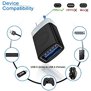 Basesailor USB C Male to USB 3.0 Female Adapter 3 Pack,Thunderbolt 3 to Type A OTG Converter for MacBook Pro,iPad Air 4 4th 5 5th Mini 6 6th Generation,Microsoft Surface Go,Samsung Galaxy S23 S21 S22