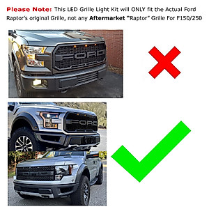 iJDMTOY 75-123-Smoked-Amber 3pc Dark Smoked Lens Amber Full Front Grille Driving Light Kit for 2010-14 & 2017-up Ford Raptor (Powered by 36 Pieces of SMD LED Diodes)