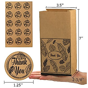 Yesland 200 Pcs Mini Brown Paper Bags, 3.5 x 2.25 x 7 Inch Thicken Paper Snack Bag Small Kraft Paper Treat Bags, Thank You Paper Cookie Sandwich Bags Bulk for Party Favor, 80 Bags and 120 Stickers