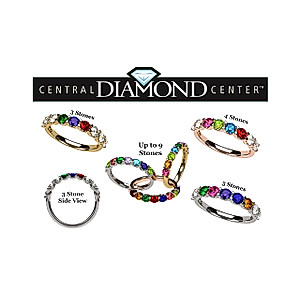 Central Diamond Center U'r Family Ring with 1 to 9 Simulated Birthstones - Sterling Silver - Size 7.5