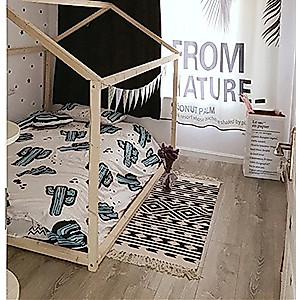 UKELER Laundry Room Runner Rug 2'x4' Cotton Washable Kitchen Rugs Black and White Front Door Mat Handmade Indoor Outdoor Rugs for Kitchen, Laundry, Bathroom, Doorway