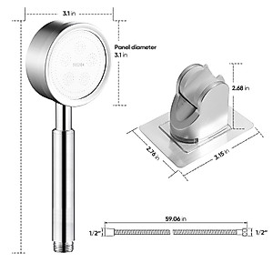 Handheld Shower Head Set High Pressure Stainless Steel High Flow Hand Shower Head with 59 Inch Hose and Bracket Brushed Finish