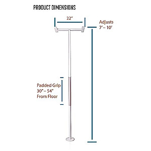 Stander Security Pole, Floor to Ceiling Transfer Pole, Elderly Grab Bar and Bathroom Rail with Padded Handle, Iceberg White