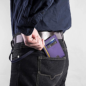RUNBACH Slim Wallet,Minimalist Thin Front Pocket Leather Wallet RFID Blocking Secure Card Holder for Men Women,Gift-Boxed (Purple)