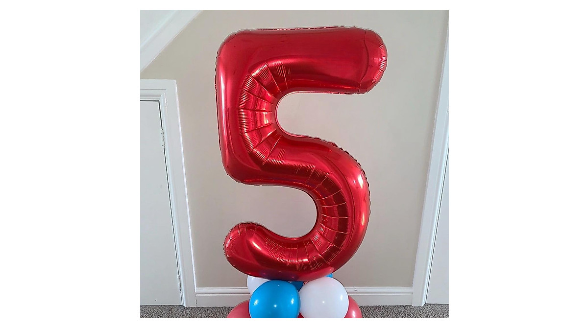 Red 5 Number Balloon - 40" Foil for Birthday & Party Decor