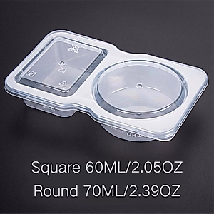 20PCS Double Compartment Condiment Container, Portable Reusable Sauce Container with Lids, Dual Compartment Container for Takeaway Sauces, Dips and Sampling