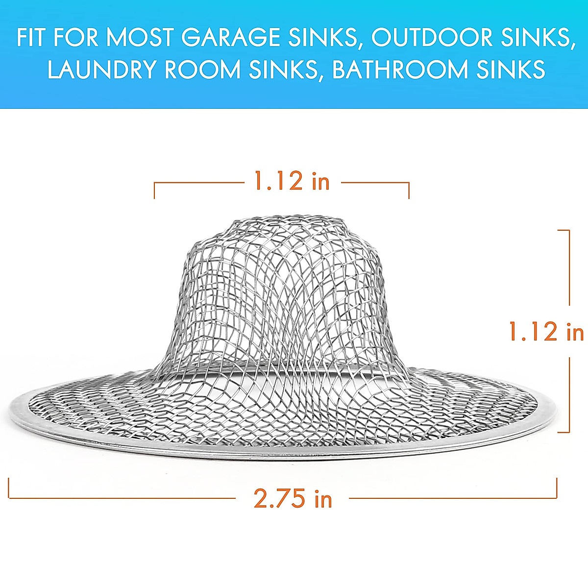 LotFancy Sink Drain Strainer, 30Pcs 2.75" Top / 1 1/8" Bathroom Sink Strainer, Stainless Steel Shower Drain Hair Catcher for Bathroom Sink, Utility, Slop, Laundry, RV and Lavatory