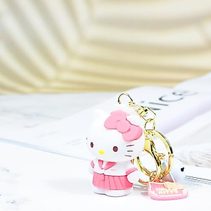 GGJQQDM Cute Kitten Kawaii Keychain Silicone Cute Keychain Accessories Anime Keychains for Girls and Women (D)