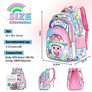 Robhomily Mushroom Girls Backpack with Lunch Box for Elementary School