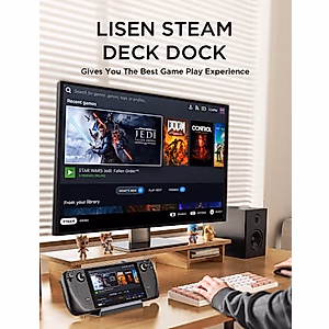 LISEN Docking Station for Asus Rog Ally Turbo 30W Mode & Steam Deck,13-in-1 Steam Deck Dock with 5 USB 3.0 & 2.0, Dual Cooling Fan, HDMI 4K@60Hz, 100W PD Charging and 1000Mbps Steam Deck Accessories