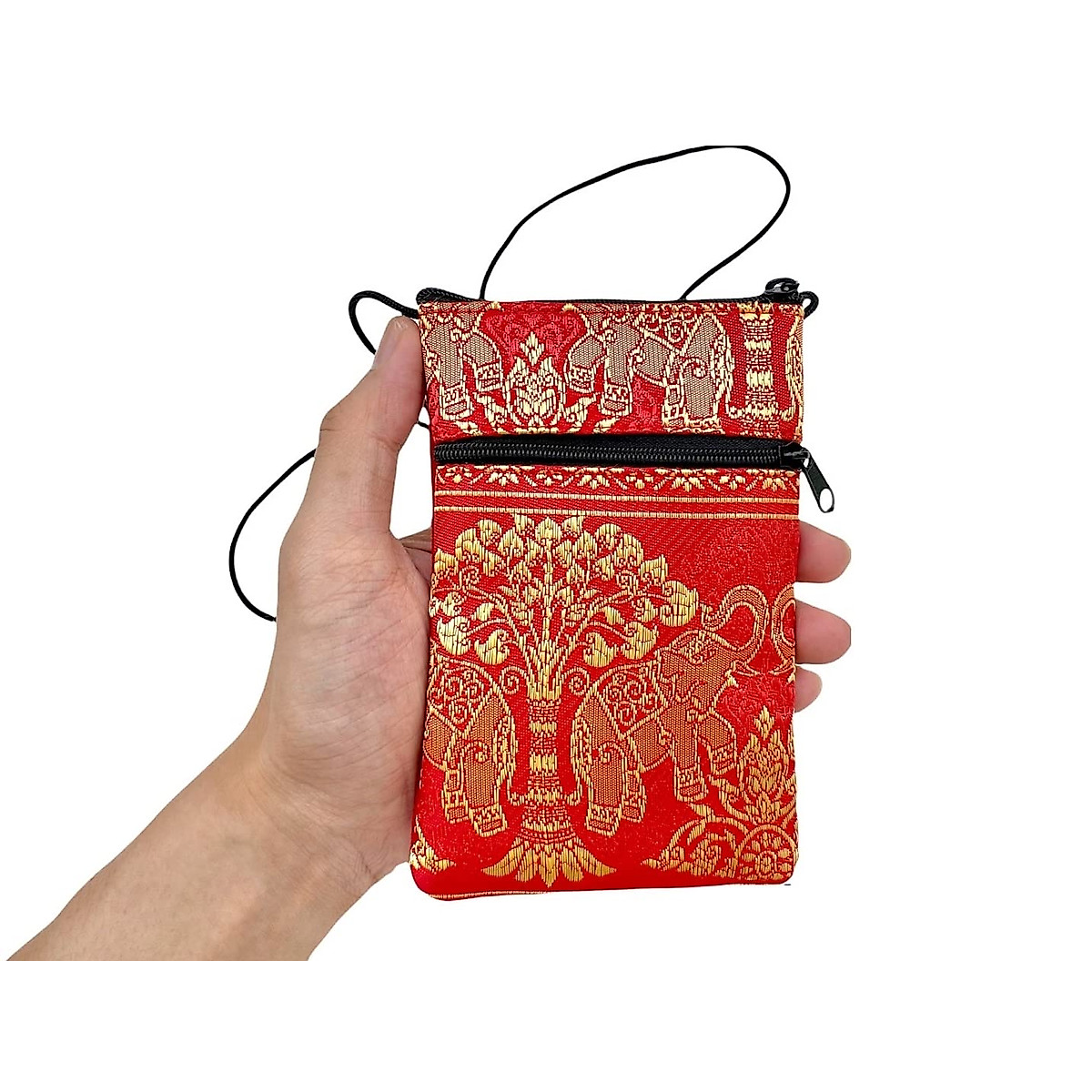 ablossom, Hmong Bag Hill Tribal Elephant Mini Crossbody Single Shoulder Unique Handmade For Women Cell Phone Purse Passport Holder & Travel Pouch Multicolor Handbag, Pack Of 6