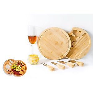 Charcuterie Board Set, Small Cheese Boards, Bamboo Cheese Board and Bamboo Serving Tray Including 4 Stainless Steel Knife, Perfect Choice for Breakfast, Dinners and Special Celebrations by ANAXOR