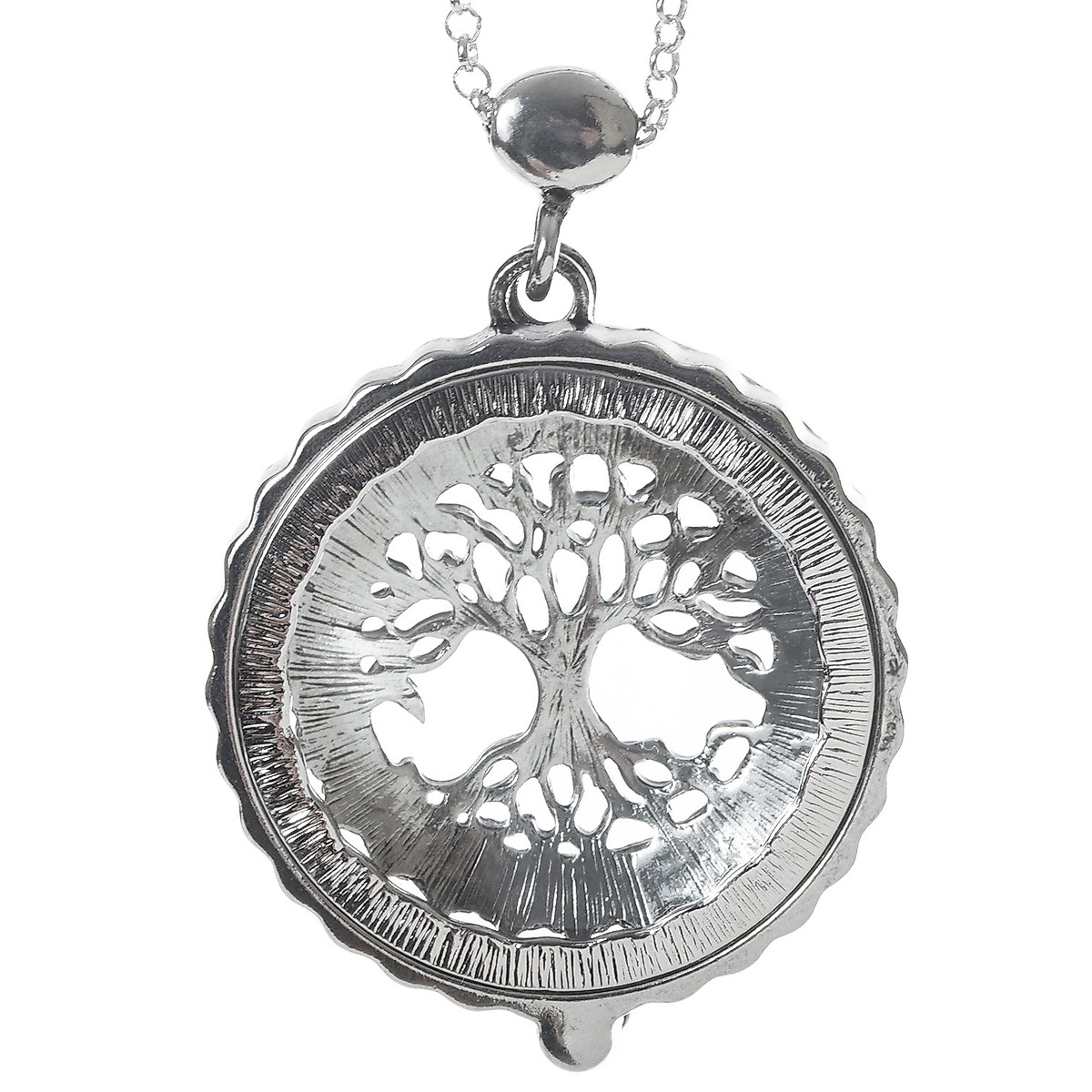 Artisan Owl Tree of Life 4x Magnifier Magnifying Glass Sliding Top Magnet Pendant Necklace, 30"