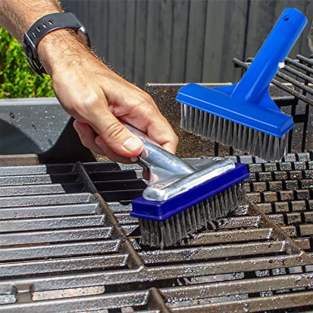 ATIE 5-Inch Heavy Duty Stainless Steel Bristle Wire Pool Algae Corner Brush for Concrete and Plaster Pool Spa to Brush Hard-to-Reach Pool Corners, Steps, Tiles