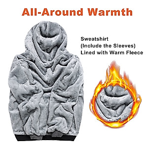 Hoodies for Men Full Zip Up Fleece Warm Jackets Thick Coats Heavyweight Sweatershirts Kangaroo Pockets All Black XL