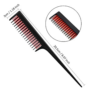 Patelai 3 Pieces Hair Styling Set - Fluffy Brush, Rat Tail Comb, and Triple Teasing Comb for Back Combing (Black)