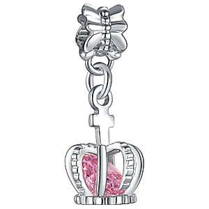 awaFanee 9PCS Silver Pendant Charm Plated Gold Beads fit Pandora European Bracelets Bulk Set