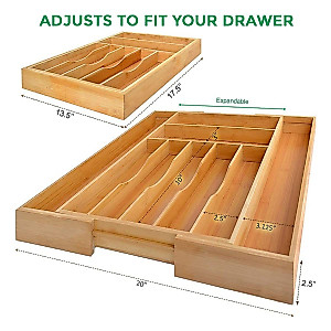 Kitchen Drawer Organizer - 9 Section Expandable Silverware Tray Utensil Organizer Cutlery Holder for Home Kitchen Supplies Storage Box