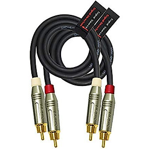 3.5 Foot RCA Cable Pair - Gotham GAC-4/1 (Black) Star-Quad Audio Interconnect Cable with Amphenol ACPR Die-Cast, Gold Plated RCA Connectors - Directional