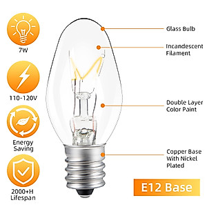 Jahy2Tech 6Pcs Flea Trap Replacement Light Bulbs C7 E12 Night Light Bulbs 130V 7W Incandescent Equivalent for Most Flea Traps